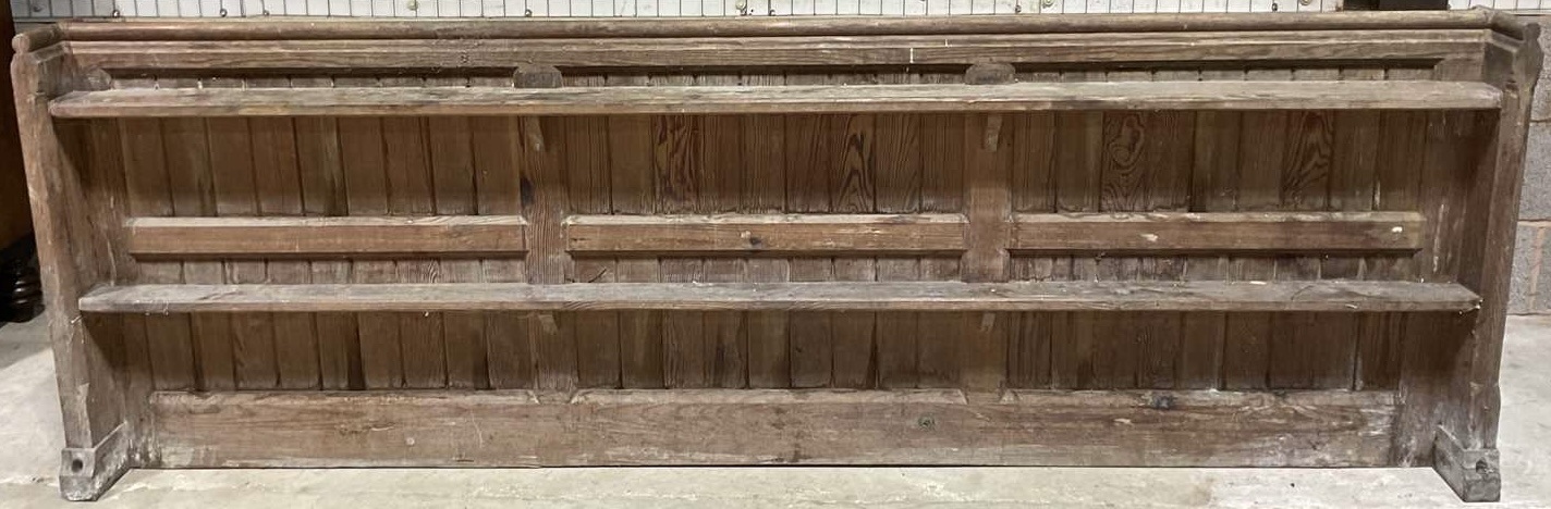 Lot 710 - A 19th century oak church pew section, with