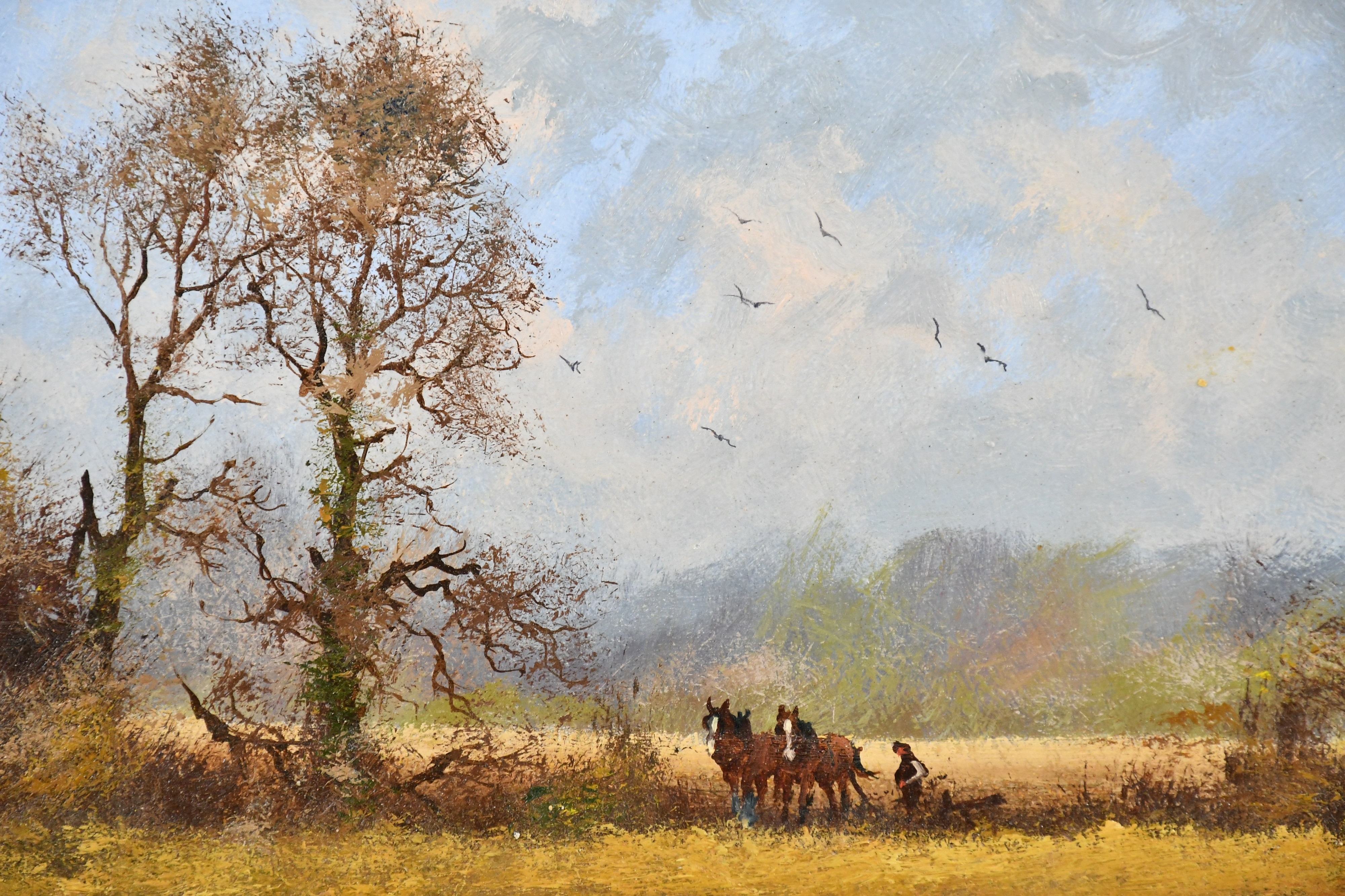 Lot 483 - JAMES WRIGHT; oil on board, rural scene,