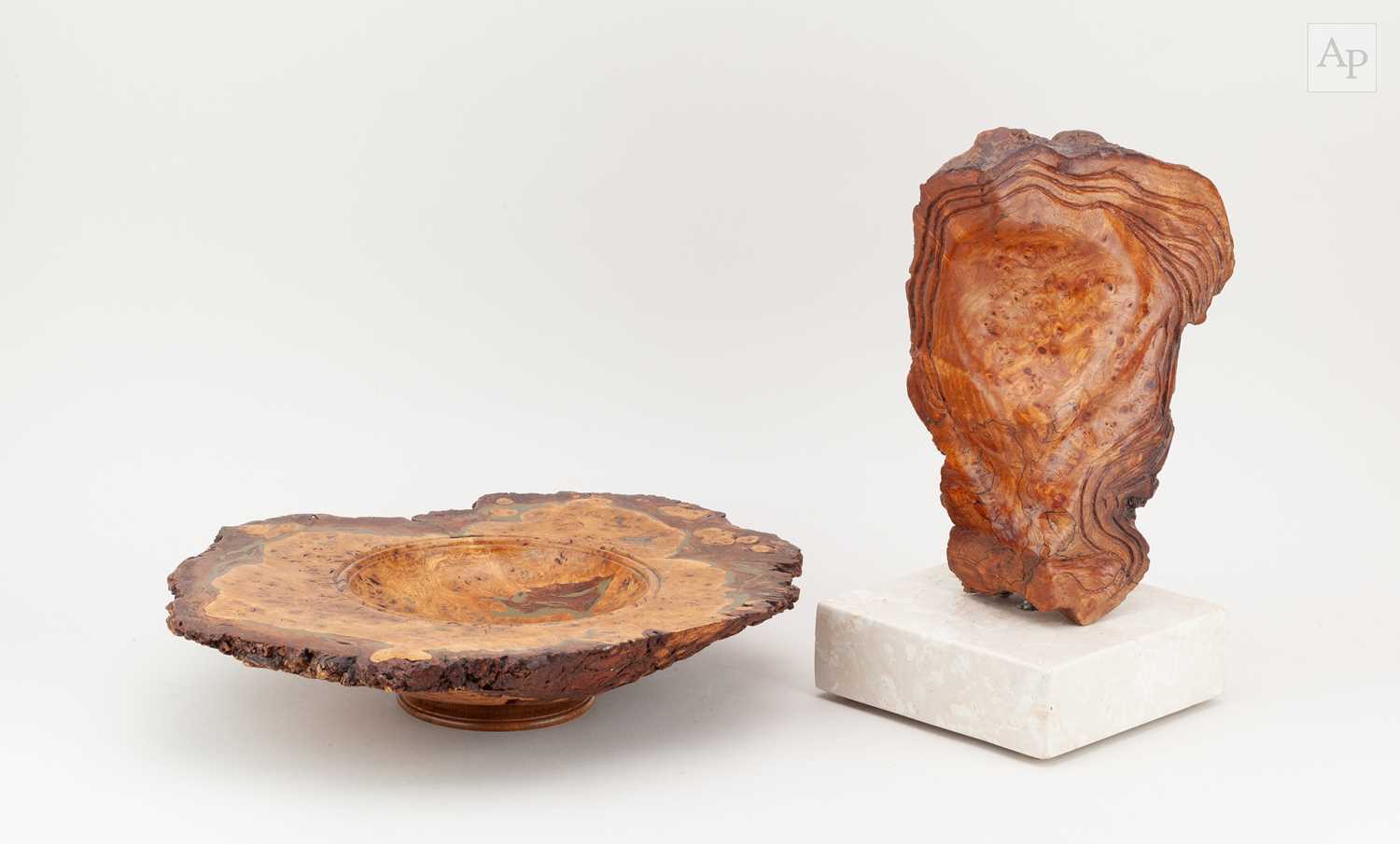 Lot 758 - A turned burr oak bowl with natural edge and