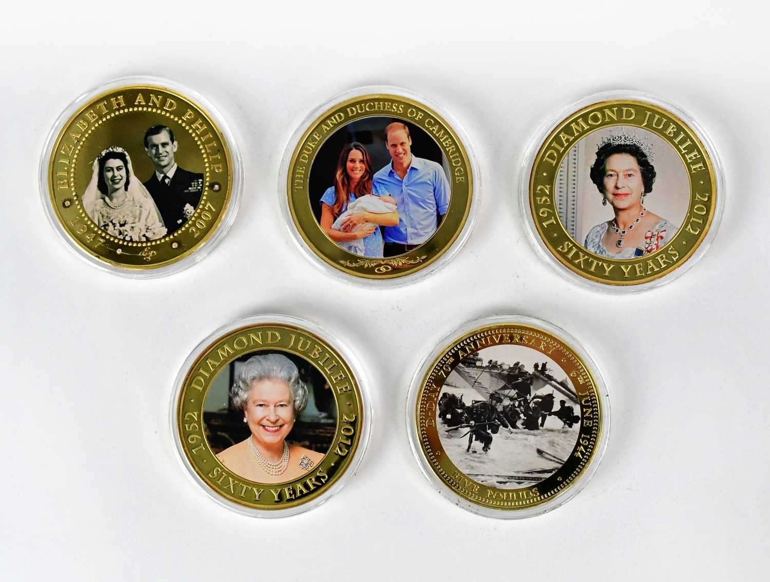Lot 989 - Five large commemorative coins, comprising