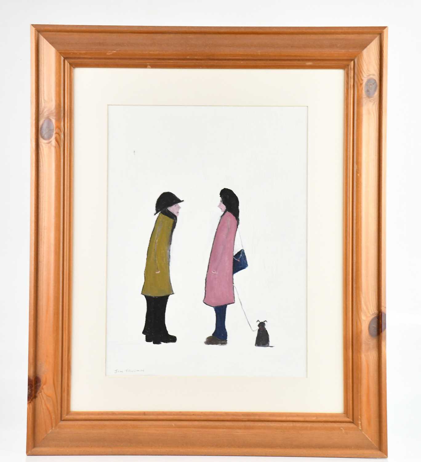 Lot 1175 - JIM TRUEMAN; oil on board, 'Two People