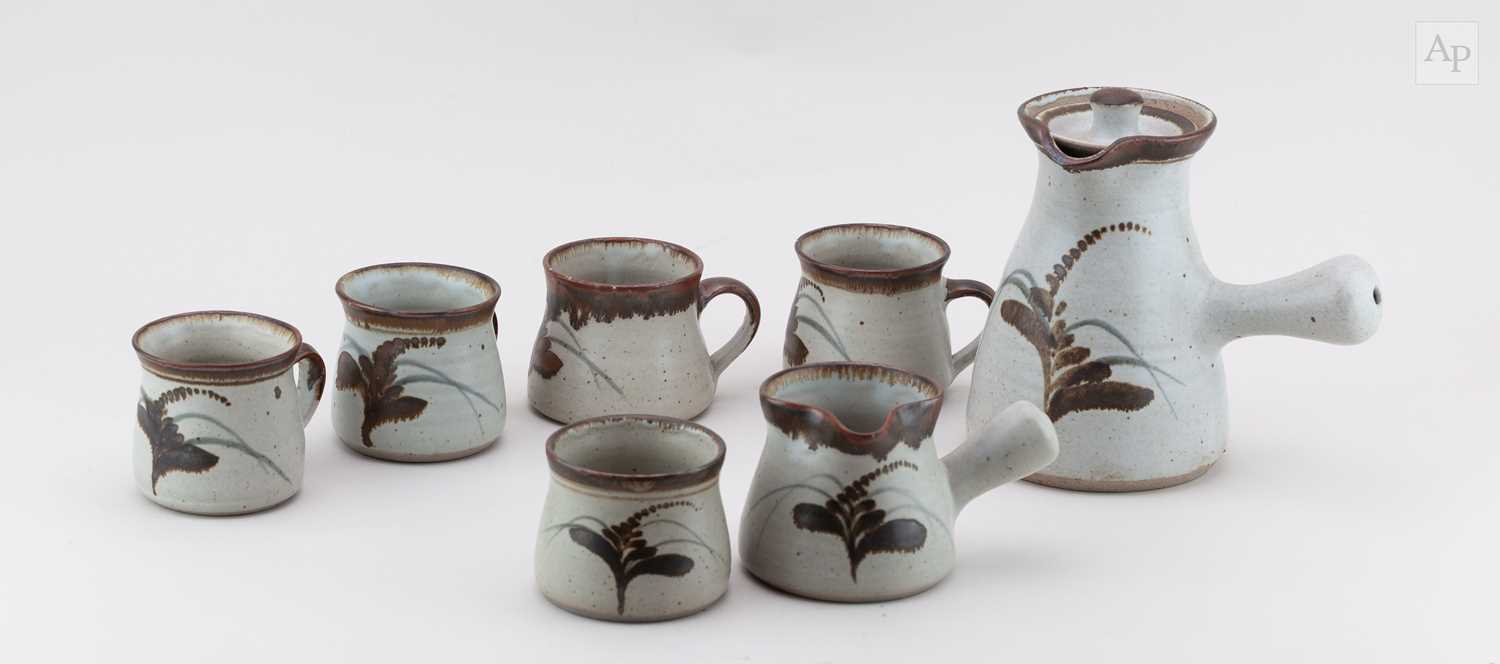 Lot 285 - Lowerdown Pottery; a stoneware coffee set