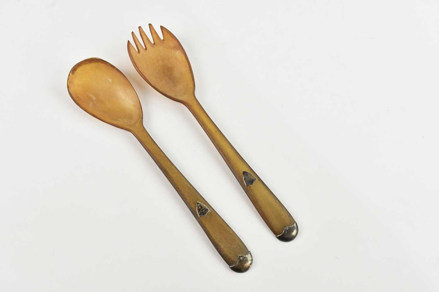Lot 1131 - A pair of Scottish carved horn and silver