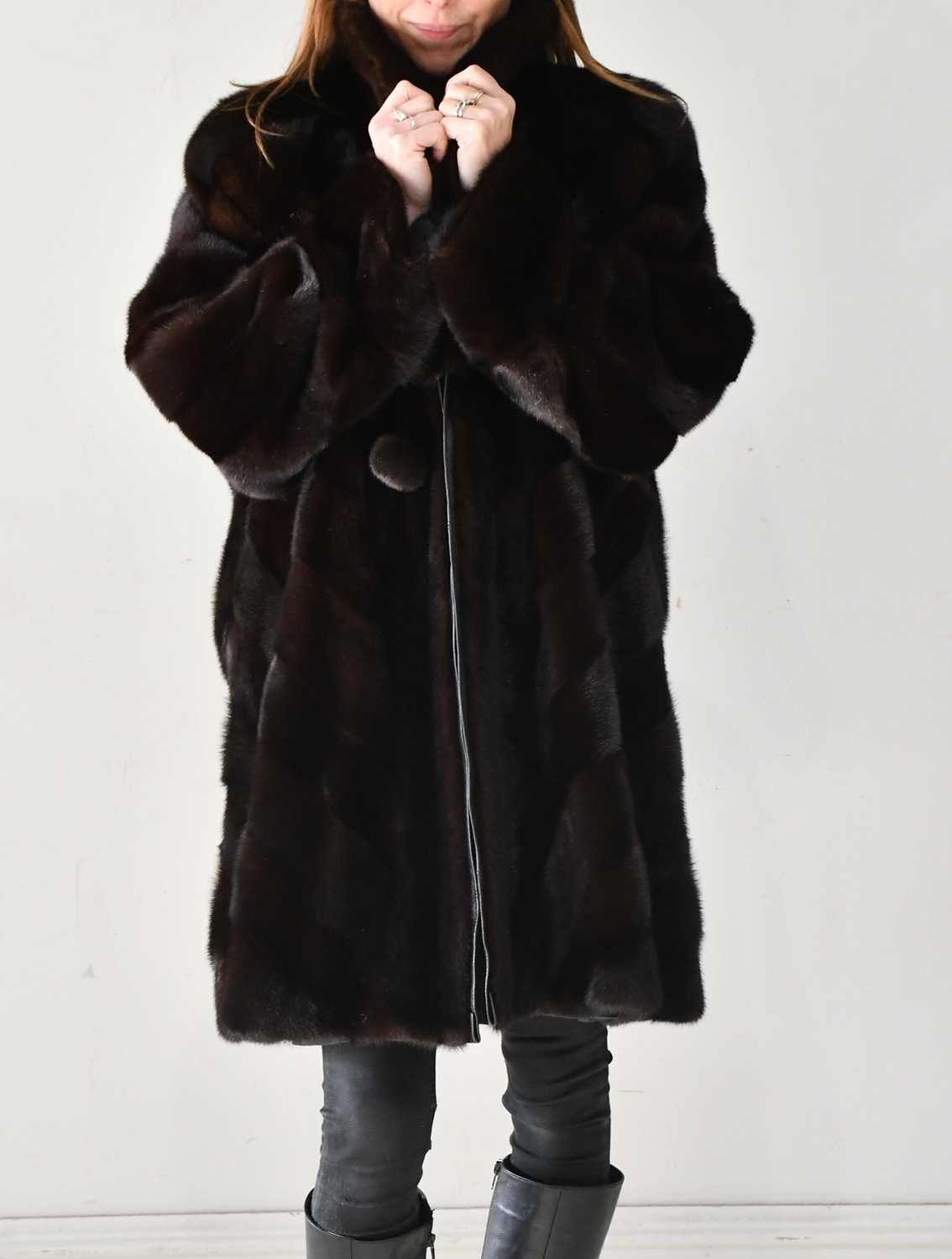Lot 205 - A rich dark ranch mink fur coat, with a
