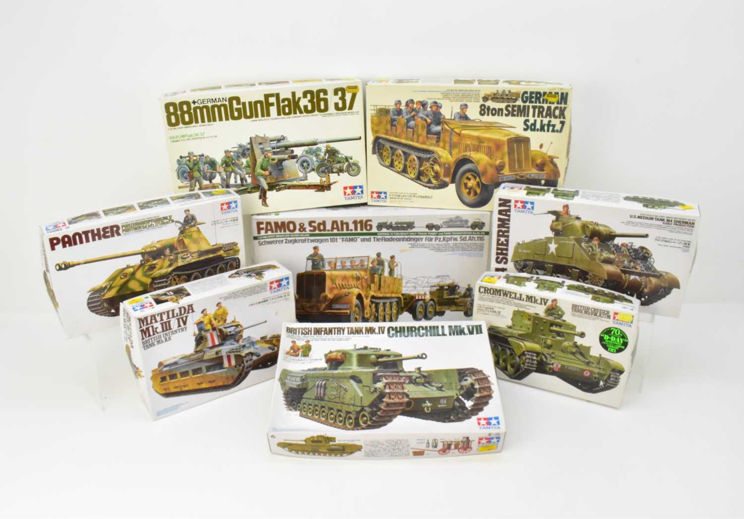Lot 726 - TAMIYA; eight scale model construction kits,
