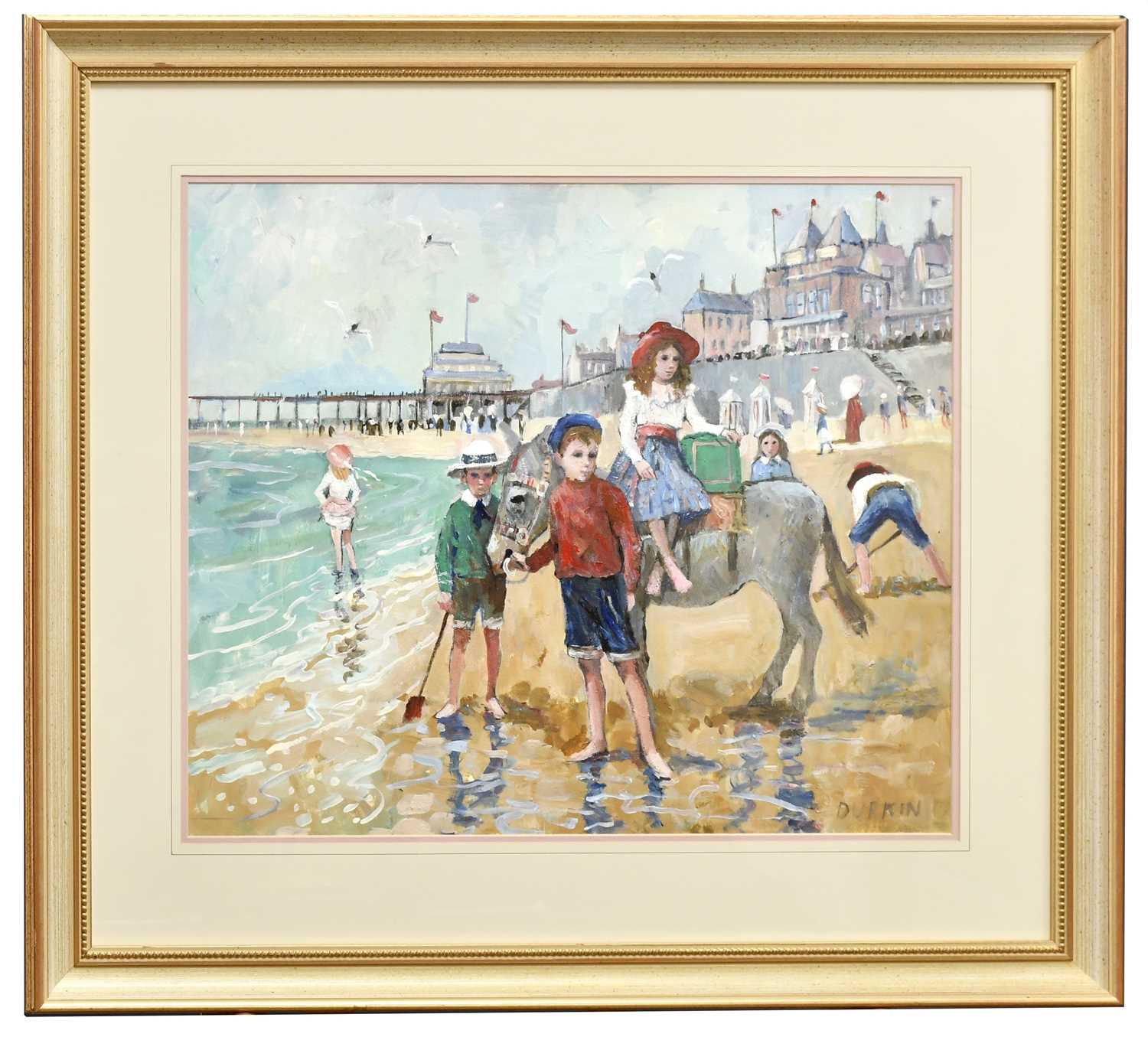 Lot 743 - TOM DURKIN (1928-1990); oil on canvas, beach