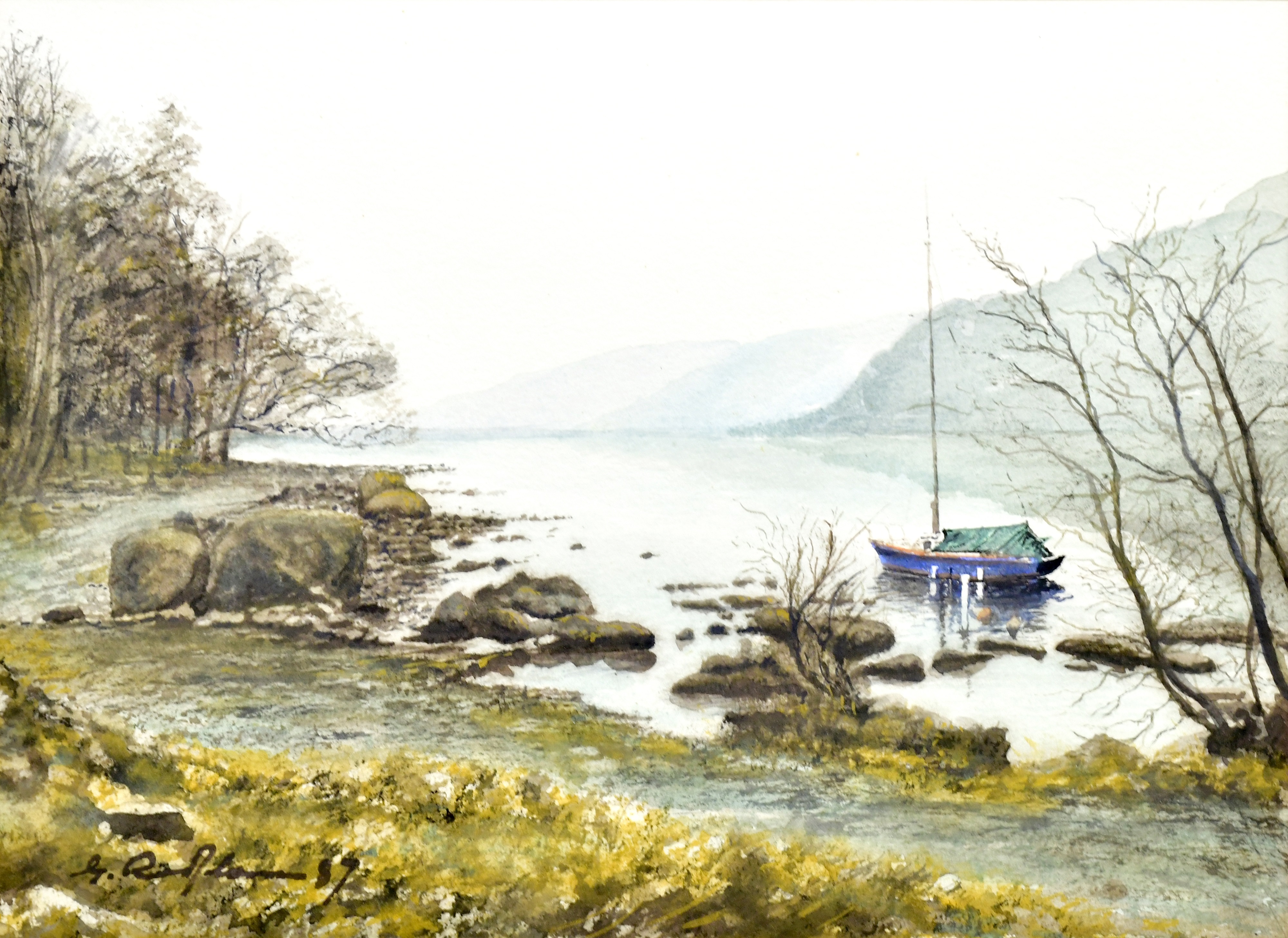 Lot 715 - G. RODILOSSO; watercolour, 'The Mooring West