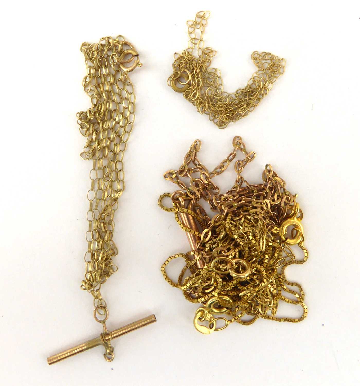 Lot 1160 - Six various 9ct gold dainty necklaces,