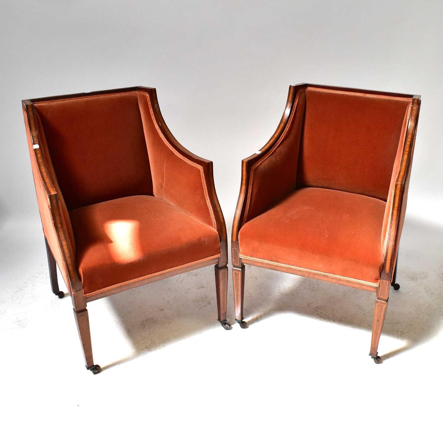 Lot 14 - A pair of Edwardian mahogany inlaid tub