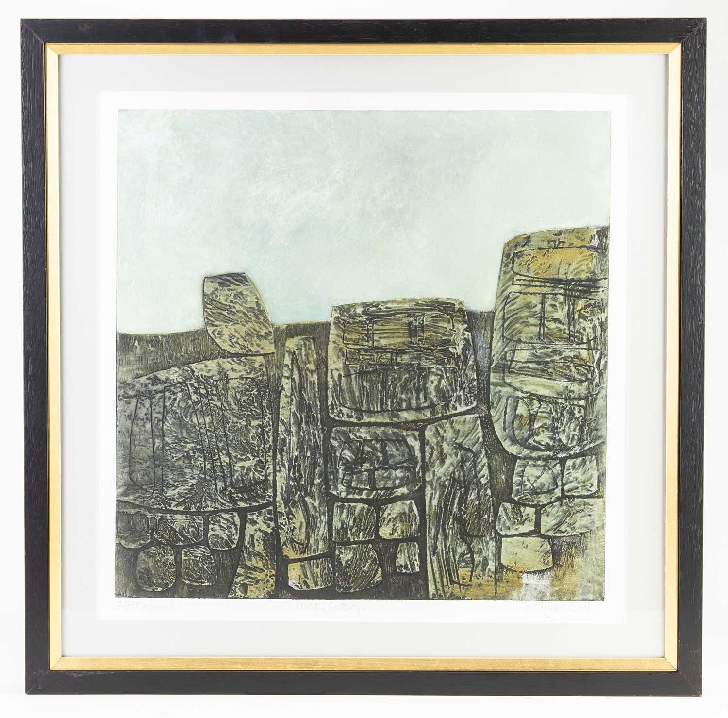 Lot 628 - PETER CLOUGH (born 1944); 'Misty Outcrop', a