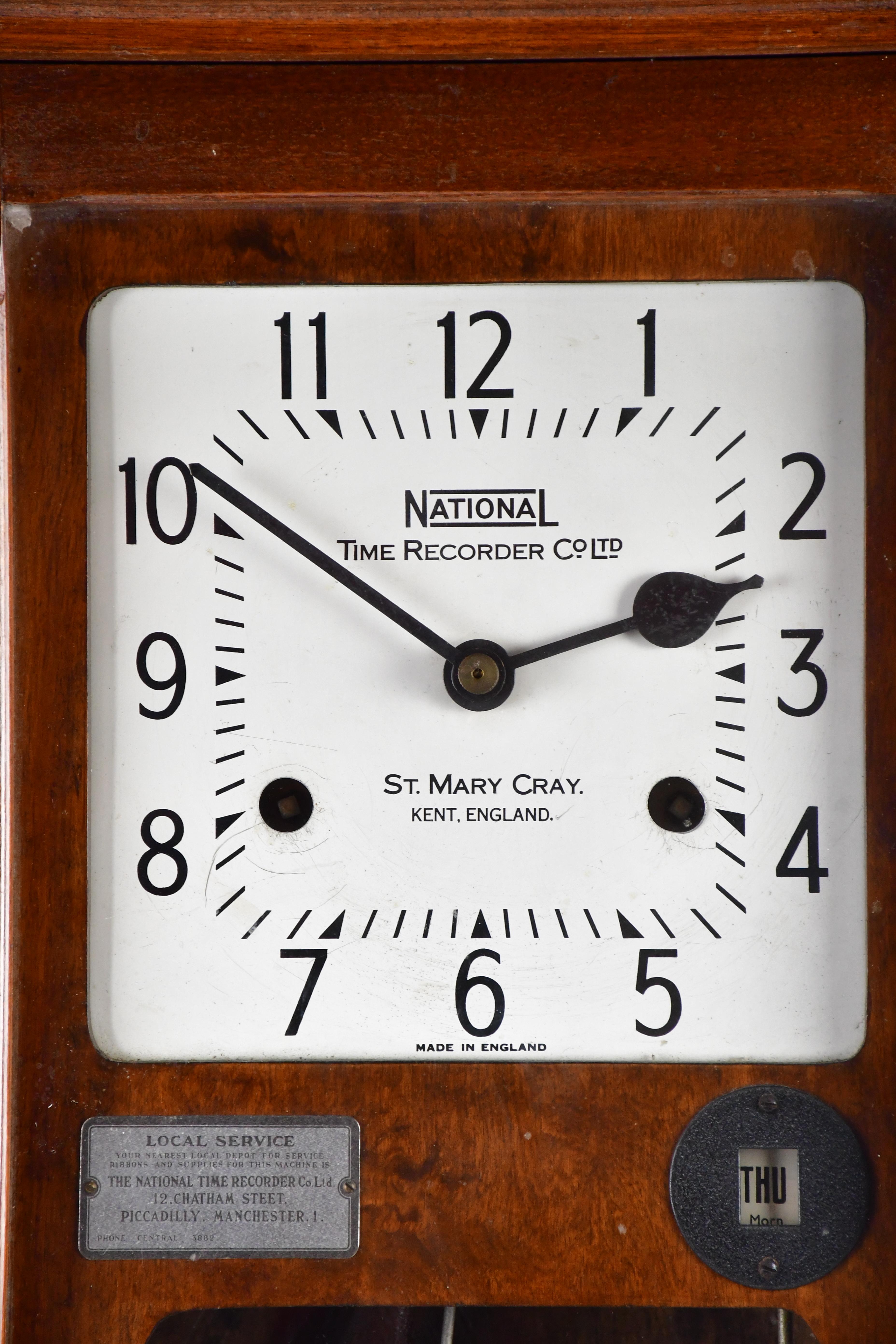Lot 2030 - NATIONAL TIME RECORDER; an early 20th