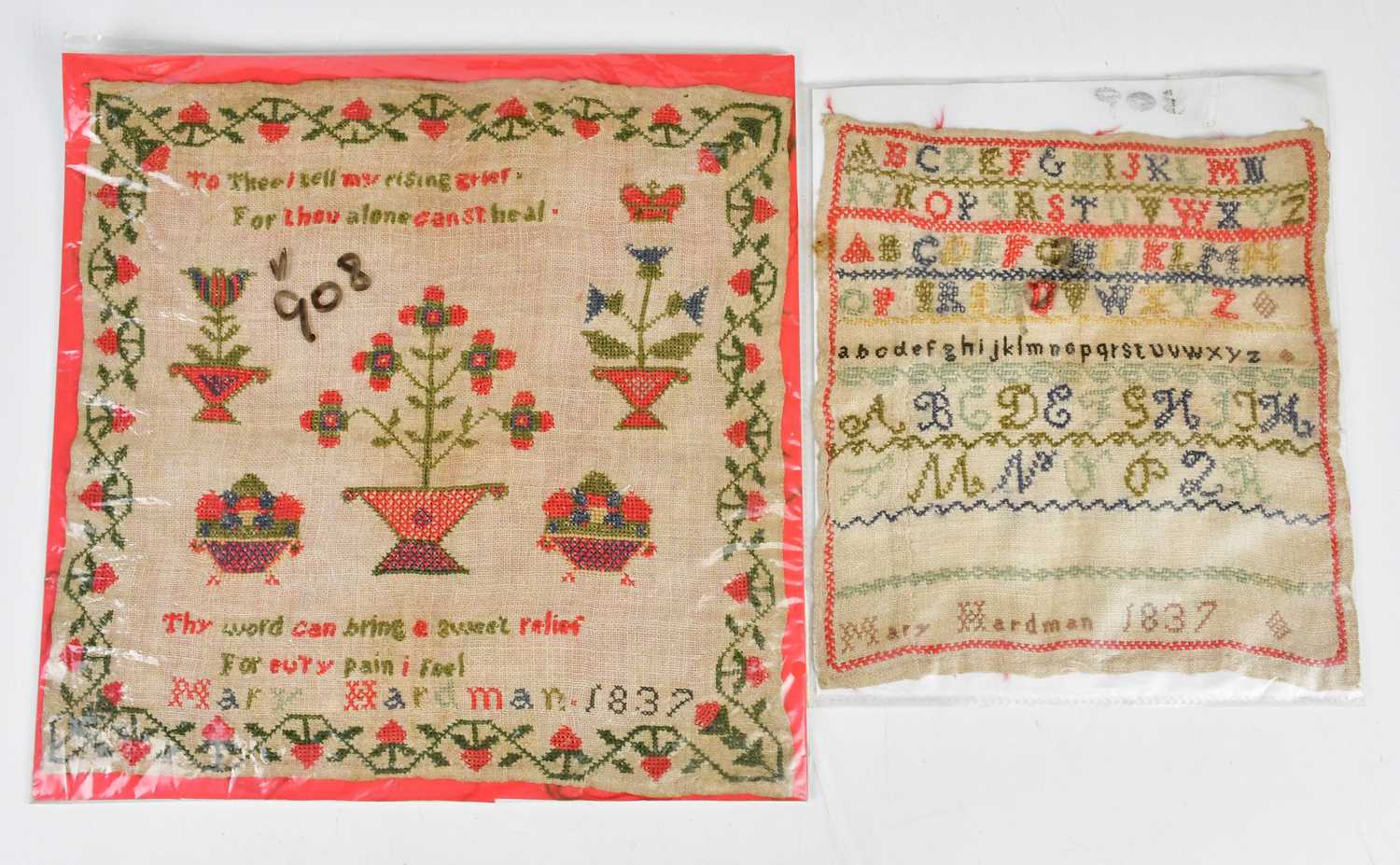 Lot 810 - Two 19th century samplers by Mary Hardman