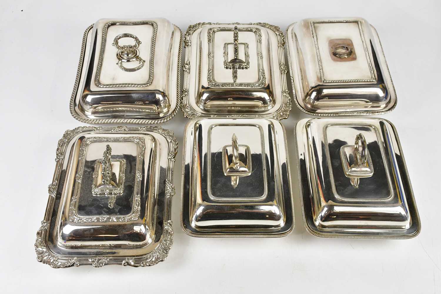Lot 2263 - Six silver plated entree dishes and covers