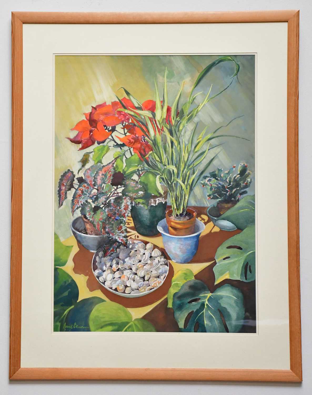 Lot 365 - JUNE BEVAN; watercolour, 'Poinsettia and