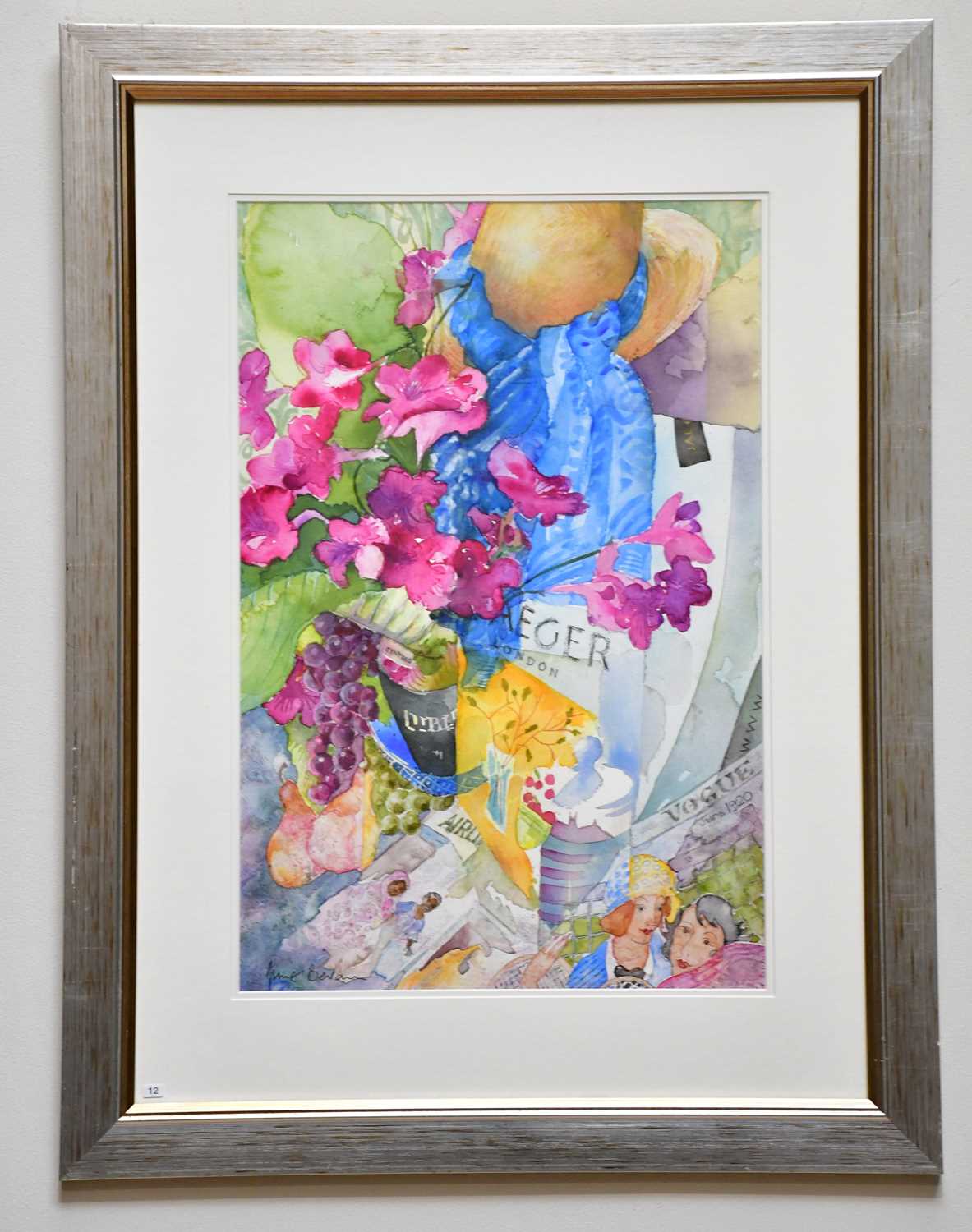 Lot 284 - JUNE BEVAN; watercolour, 'Hat with Blue Silk