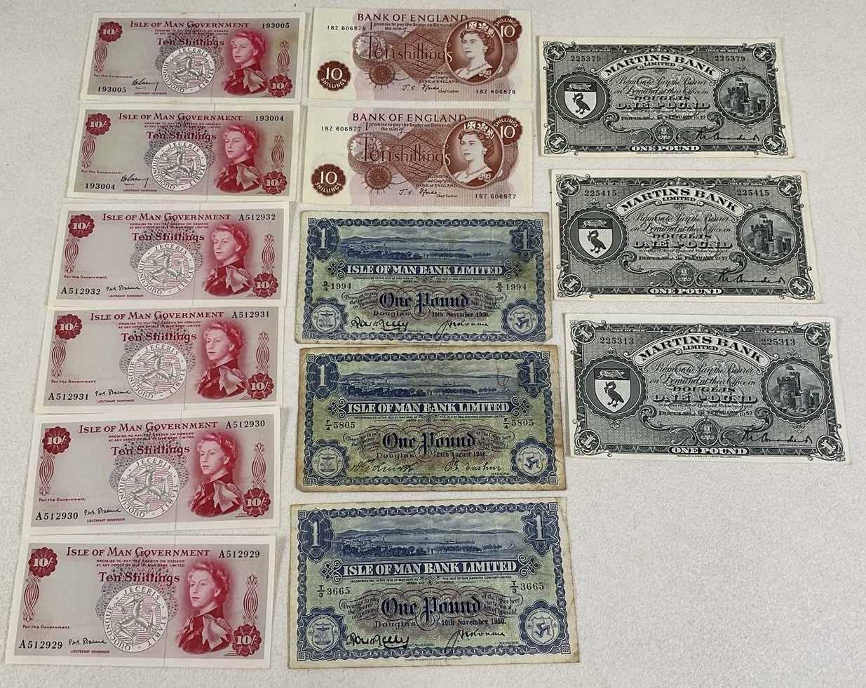 Lot 1402 - A group of Isle of Man banknotes including