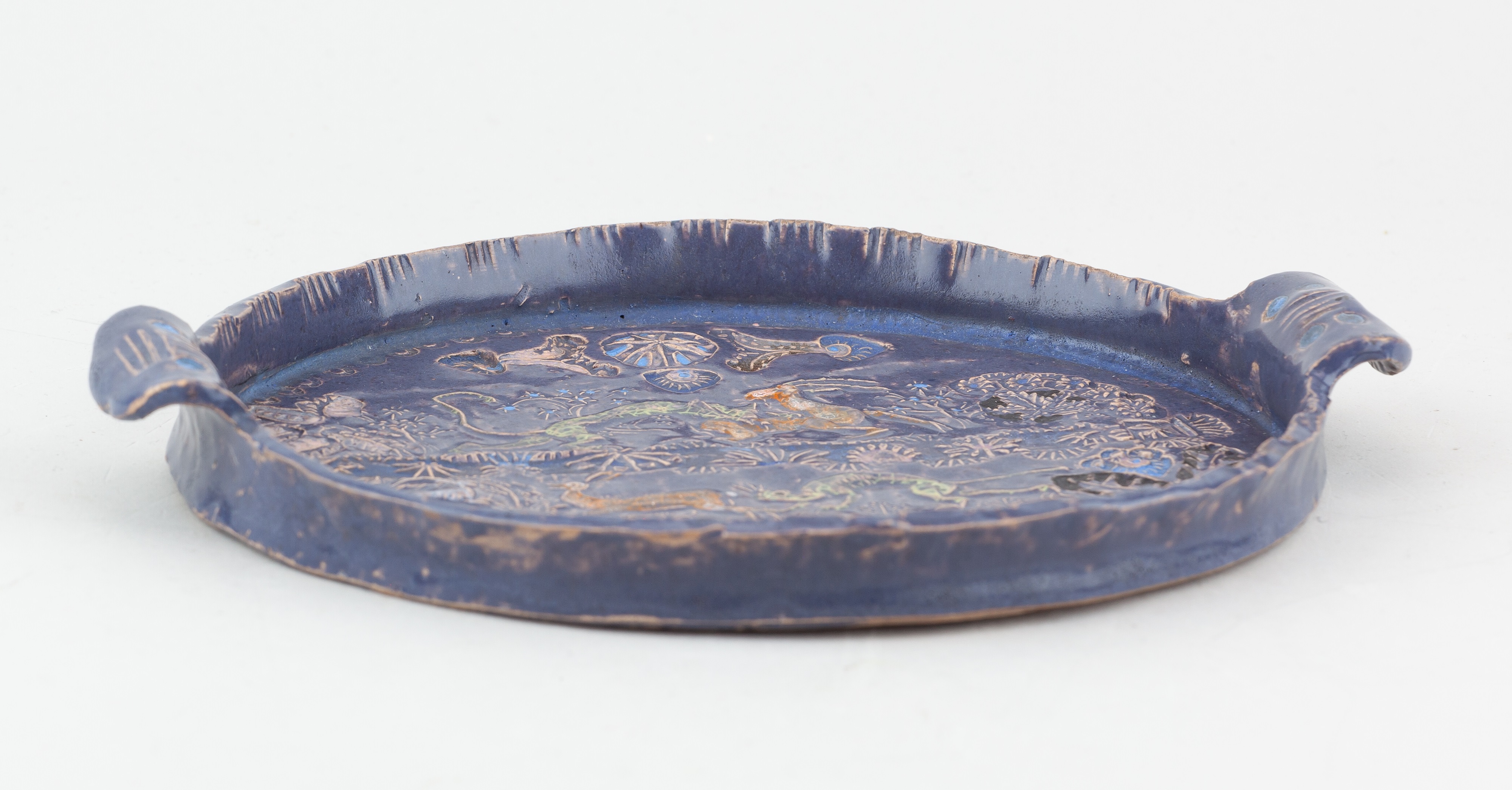 Lot 657 - STEVEN SYKES (1914-1999); an oval tin glazed